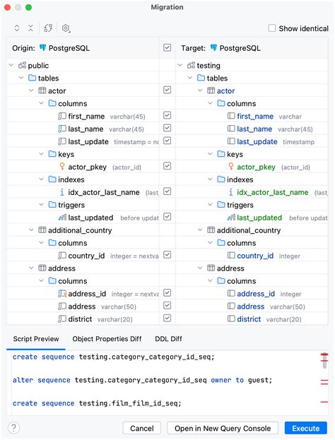 Schema Comparison And Migration IntelliJ IDEA Documentation