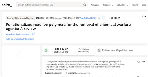 Functionalized Reactive Polymers For The Removal Of Chemical Warfare Agents A Review