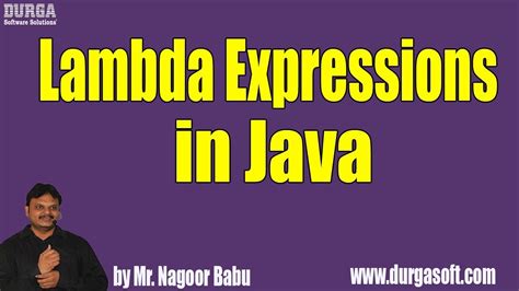 Lambda Expressions In Java By Mr Nagoor Babu Sir On YouTube
