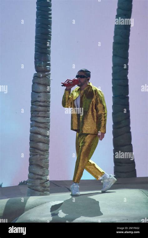 Puerto Rican Rapper Bad Bunny Performs During His Worlds Hottest Tour At Estadio Azteca On