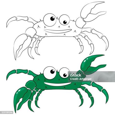 귀여운 만화 캐릭터 게 색칠하기 책 개요 벡터 일러스트레이션을 참조하십시오 갈고리 발톱에 대한 스톡 벡터 아트 및 기타 이미지 갈고리 발톱 갑각류 게 Istock