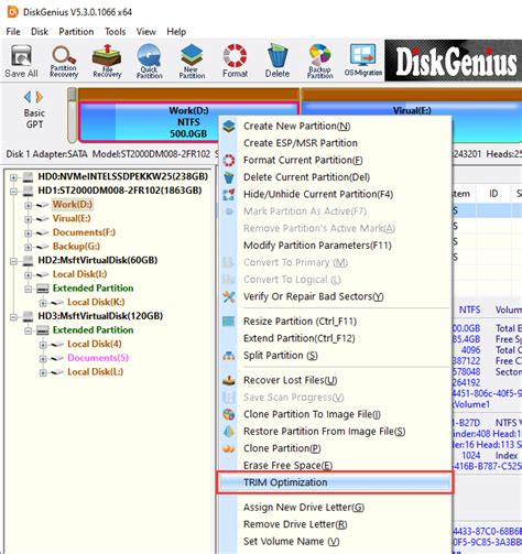 ssd trim optimization diskgenius