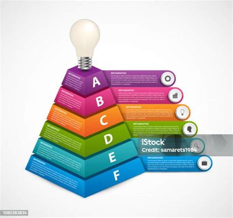 프레 젠 테이 션 또는 정보 책자에 대 한 3 차원 피라미드와 Infographic 템플릿 3차원 형태에 대한 스톡 벡터 아트 및 기타 이미지 Istock