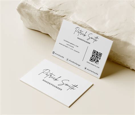 Simple QR Code Business Card Template Instant Download Etsy