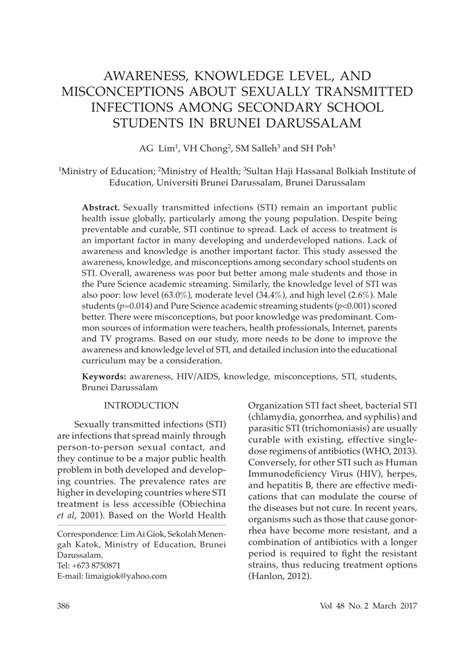 PDF AWARENESS KNOWLEDGE LEVEL AND MISCONCEPTIONS ABOUT SEXUALLY TRANSMITTED INFECTIONS AMONG