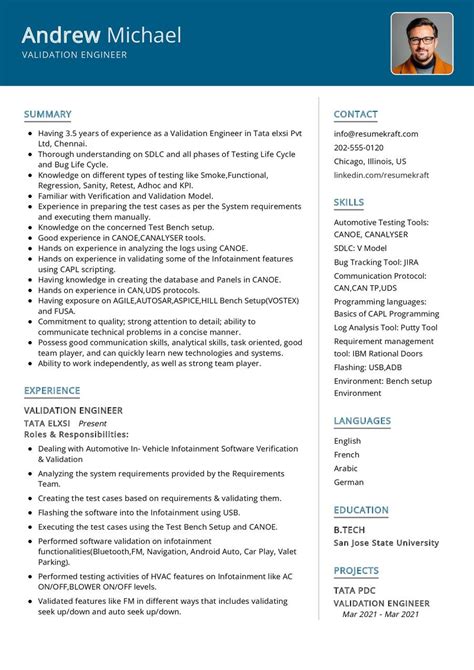 Validation Engineer Cv Example In 2025 Resumekraft