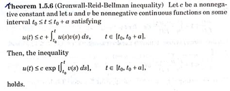 Solved Theorem 156 Gronwall Reid Bellman Inequality Let