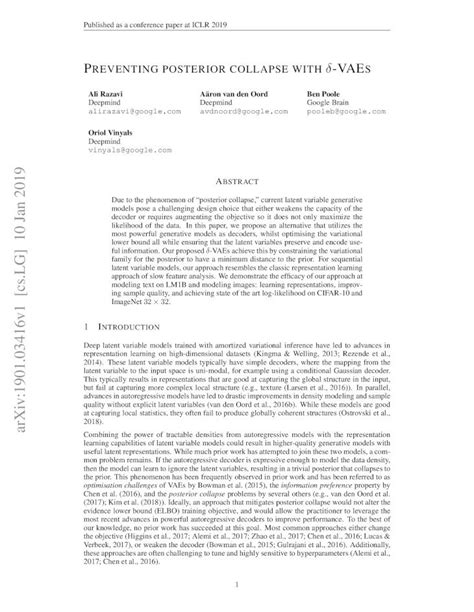 Pdf Preventing Posterior Collapse With Vaesposterior Collapse
