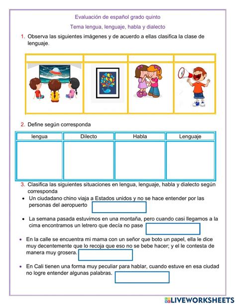 Lengua Lenguaje Habla Y Dialecto Worksheet Lenguaje Gestual Tipos