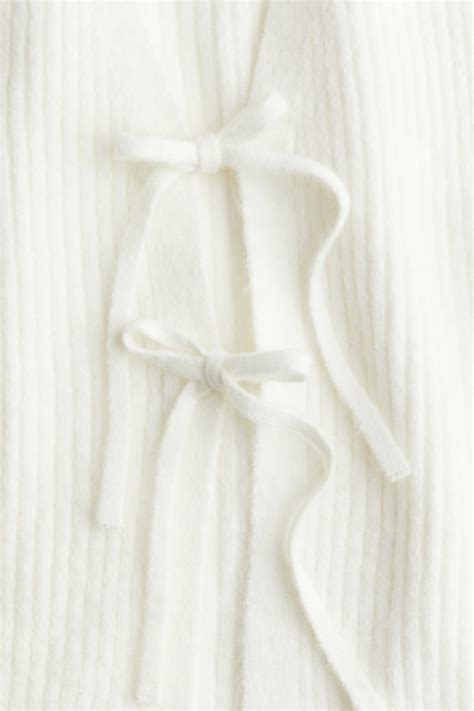 타이 디테일 리브니트 탑 크림 여성 Handm Kr 타이 디테일 리브니트 탑 크림 여성 Handm Kr