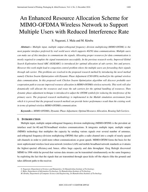 Pdf An Enhanced Resource Allocation Scheme For Mimo Ofdma Wireless Network To Support Multiple