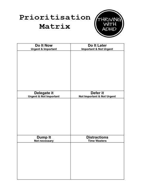 Thriving With Adhd Prioritisation Matrix Pdf Thriving With Adhd Prioritisation Matrix Pdf