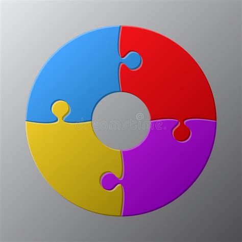 Four Pieces Jigsaw Puzzle Circles Diagram Graphic Stock Vector Illustration Of Leisure Group