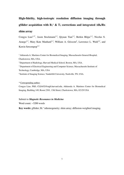 Pdf High Fidelity High Isotropic Resolution Diffusion Imaging Through Gslider Acquisition