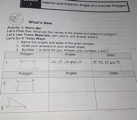 Solved Son 1 Interior And Exterior Angle Of A Convex Polygon Whats