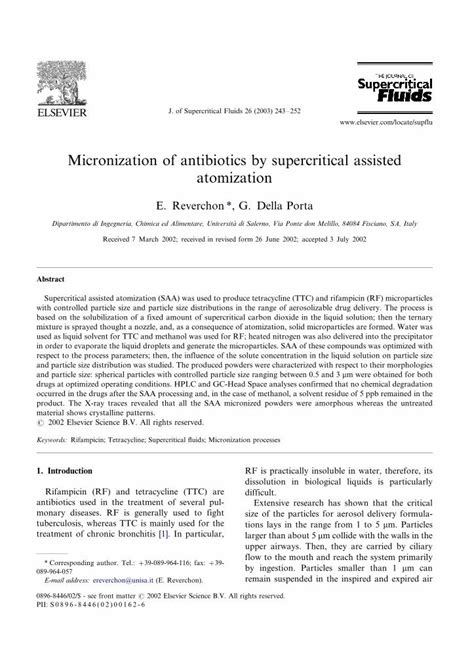 Pdf Micronization Of Antibiotics By Supercritical Assisted Atomization Dokumentips
