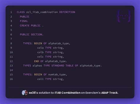 Se38 S Solution For ITAB Combination In ABAP On Exercism