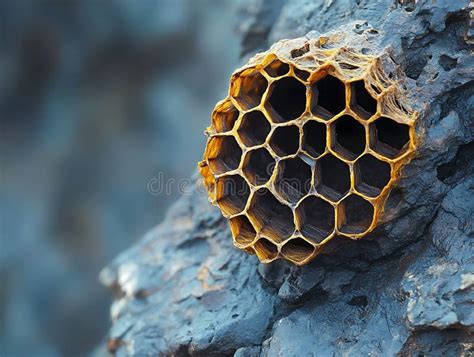 Golden Honeycomb Architecture Reveals Nature S Perfect Hexagonal Design Against Blue Rock Stock