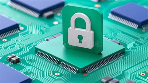 Secure Computing Digital Motherboard With A Computer Processor Chip Illustrating Network