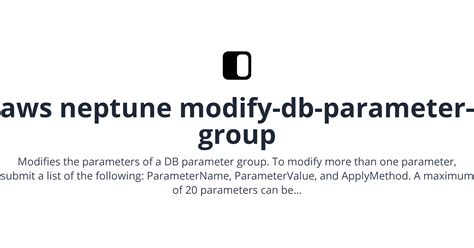 Aws Neptune Modify Db Parameter Group Fig