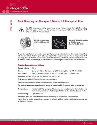 Dna Shearing For Bioruptor® Standard And Plus