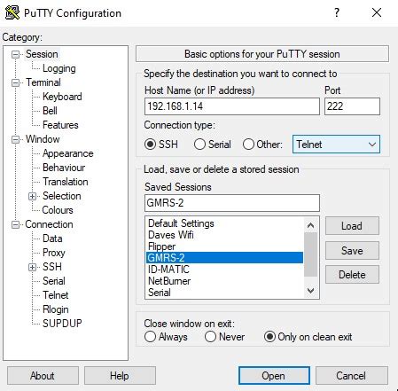 How To Configure Putty New England GMRS Linked Network