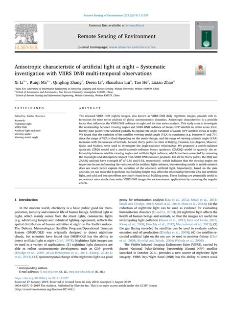 PDF Anisotropic Characteristic Of Artificial Light At Night
