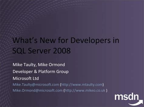 Sql Server 2008 For Developers Ppt