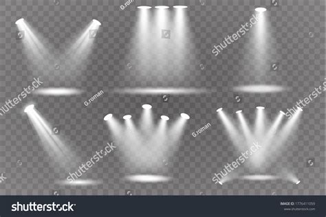 흰색 스포트라이트 광원 효과광선 격리된 흰색 스톡 일러스트 1776411059 Shutterstock