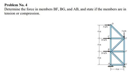 Solved Problem No 4 Determine The Force In Members Bf Bg