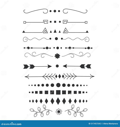 Text Divider Thin Line Icons Set Simple Separator Black Contour Symbol Isolated Stock Vector
