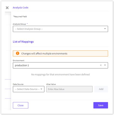 adding analysis code and alias management tab