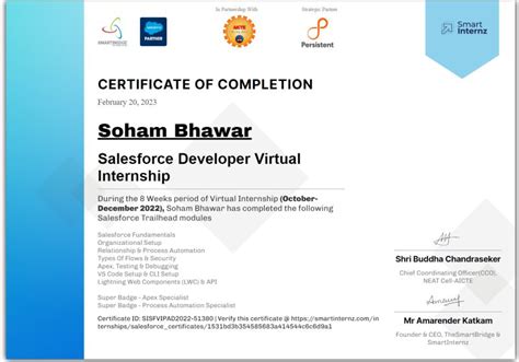 Soham Bhawar On Linkedin Trailhead Salesforce Development Developer Internship Testing