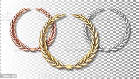 수상 로렐 세트 투명 한 배경에 고립입니다 첫째 두 번째 및 세 번째 장소 우승자 템플릿입니다 승리와 성취의 상징입니다 황금 월계관입니다 1위에 대한 스톡 벡터 아트 및
