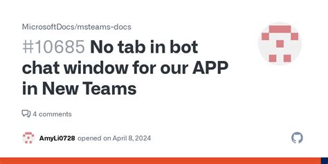 no tab in bot chat window for our app in new teams · issue 10685