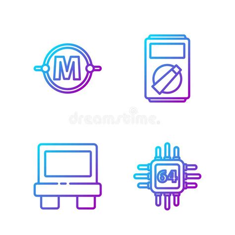 Set Line Processor With Microcircuits Cpu Fuse Electric Circuit Scheme And Multimeter