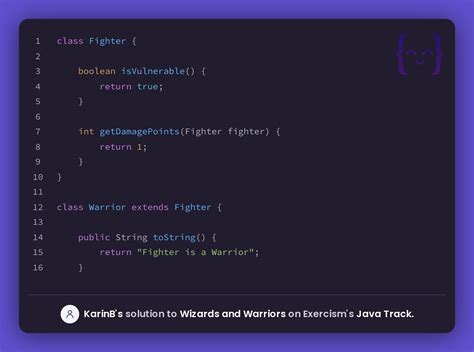 Karinbs Solution For Wizards And Warriors In Java On Exercism