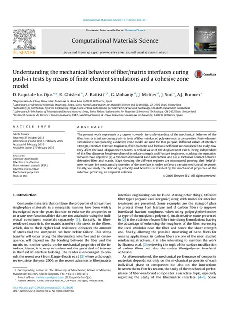 Pdf Fibermatrix Interface Behavior In Composites