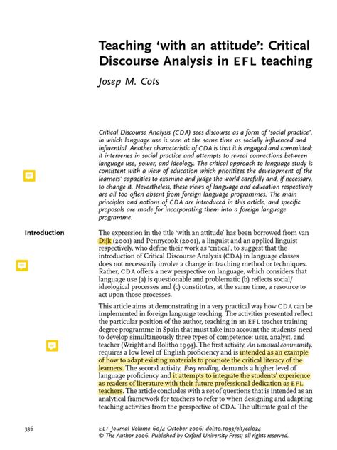 Teaching With An Attitude Critical Discourse Analysis In Teaching Descargar Gratis Pdf