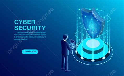 Cyber Security Concept Banner With Businessman Protect Data And