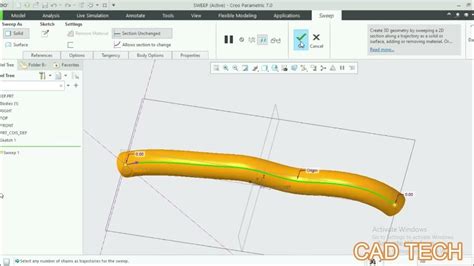 Sweep Command In Creo Parametric How To Sweep Command Sweep On Loop Youtube