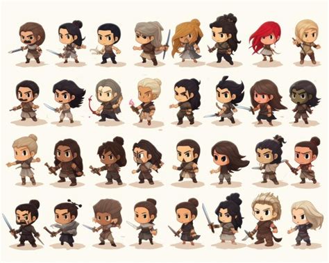 Premium Photo Game Character Sprite Sheet Npc Illustration Isolated