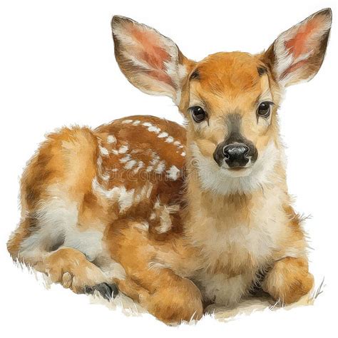Adorable Spotted Fawn Watercolor Illustration Stock Illustrations 95