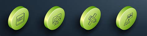 isometric 라인 ui 또는 ux 디자인 웹 개발 교차 된 눈금자 및 연필 및 프런트 엔드 아이콘을 설정합니다 벡터 3차원