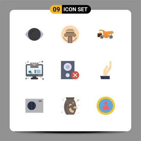 Modern Set Of 9 Flat Colors Pictograph Of Gadget Computers Truck