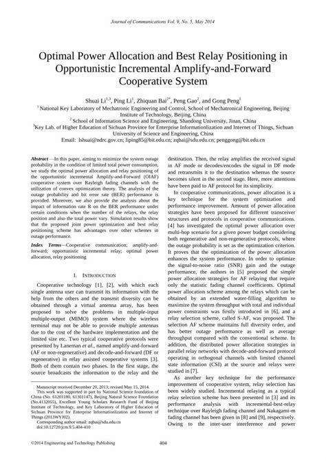 Pdf Optimal Power Allocation And Best Relay Positioning In Dokumen Tips