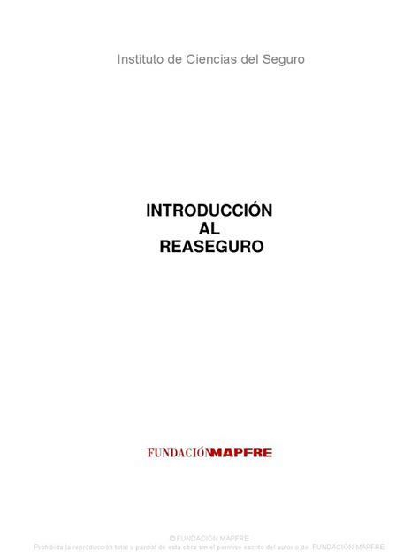 Introduccion Al Reaseguro Mapfre Sin Candado Pdf Seguro