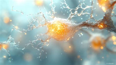 Neuron Cell Close Up In Digital Artwork Stock Illustration Illustration Of Energy Biological