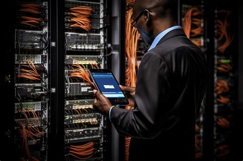 Premium Photo Person Using A Smartphone To Control Servers Remotely