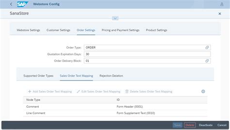 Sales Order Text Mapping